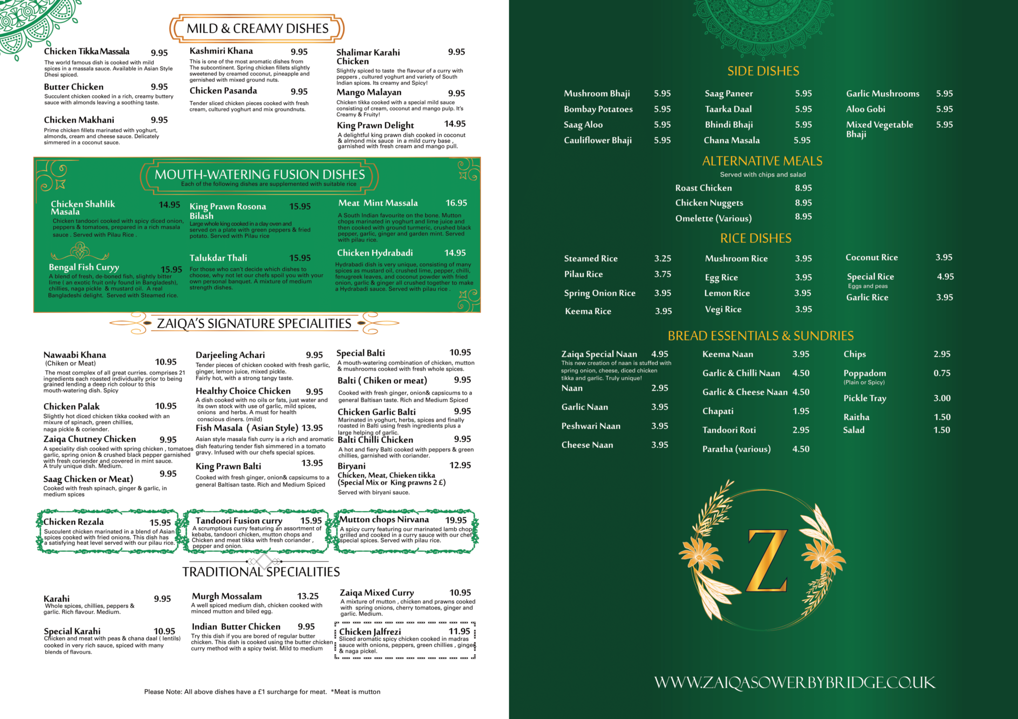 Menu - Zaiqa | Huddersfield - Book a Table Online